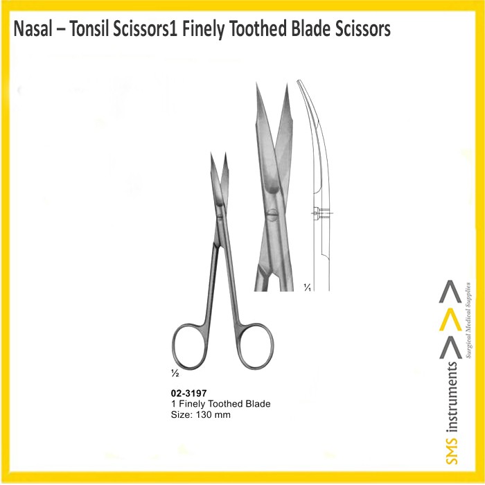 Nasal - Tonsil Scissors with 1 Finely Toothed Blade | ENT Scissors
