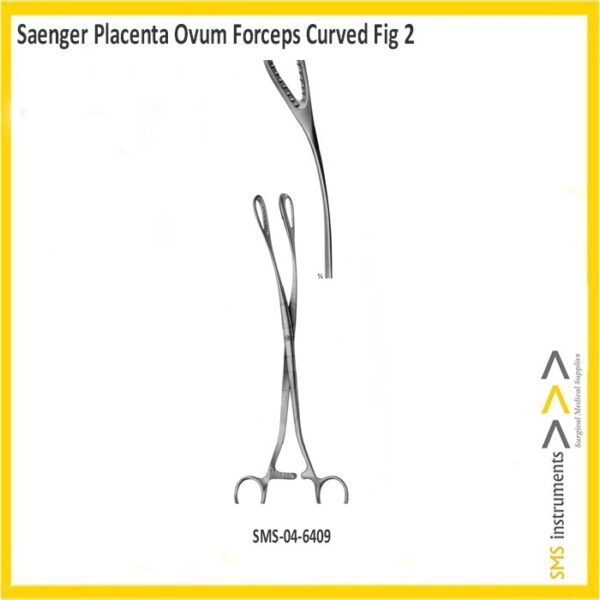 Saenger Placenta Ovum Forceps Curved Ratchet Locking